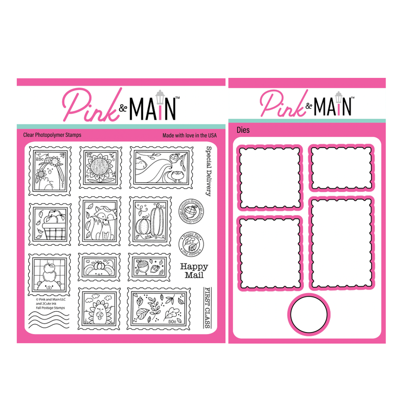 Pink and Main Fall Postage Stamps and Postage Stamp Die Set – Simon ...