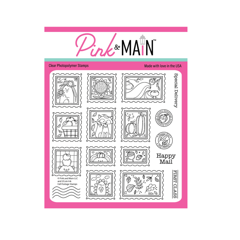 Pink and Main Fall Postage Stamps and Postage Stamp Die Set – Simon ...