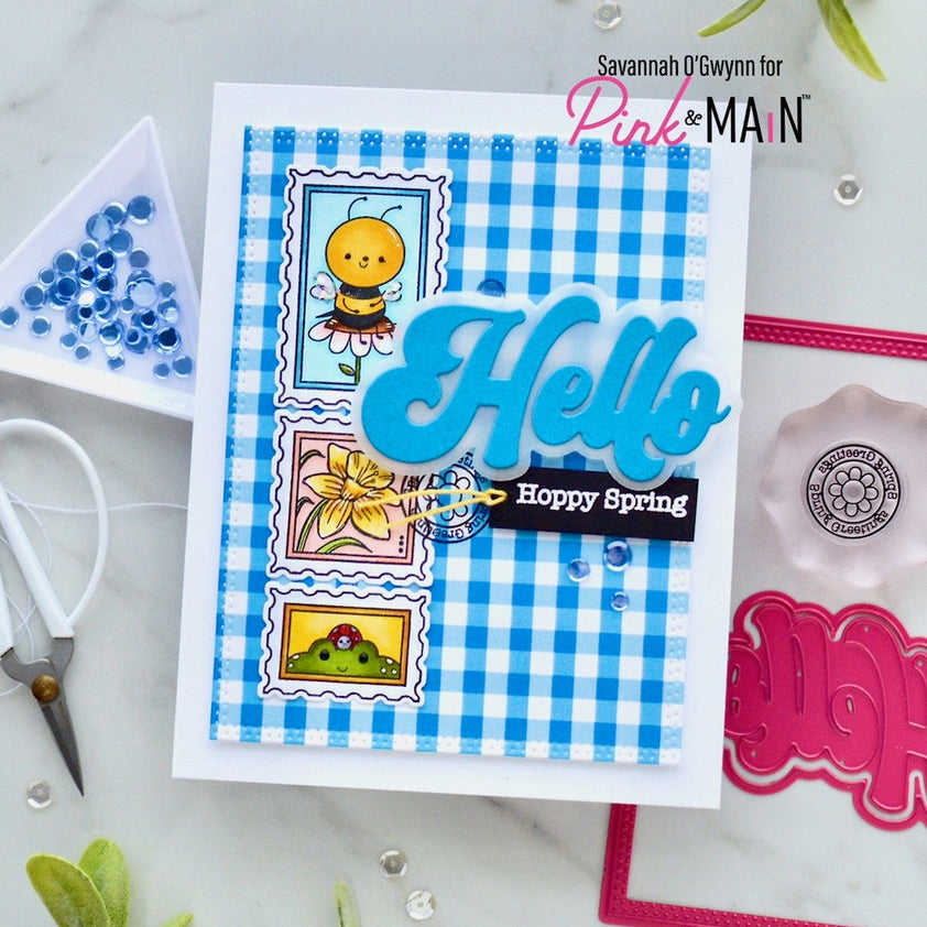 Pink and Main Spring Postage Stamps Clear Stamp and Postage Stamp Die ...