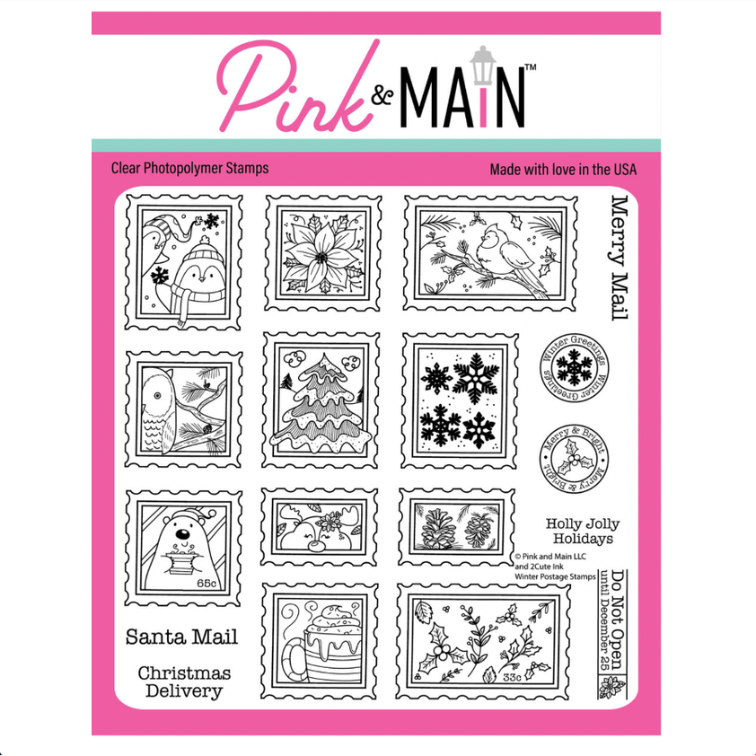 Pink and Main Winter Postage Clear Stamp and Postage Stamp Die Set ...