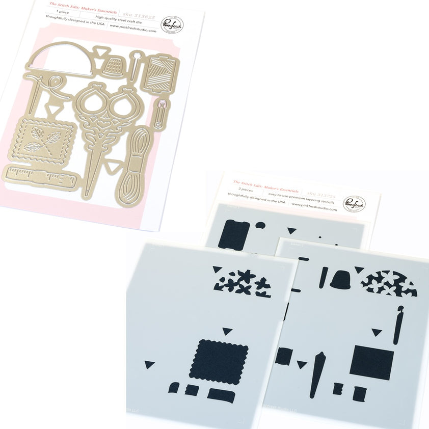 Pinkfresh Studio The Stitch Edit Maker's Essentials Die And Stencils B ...