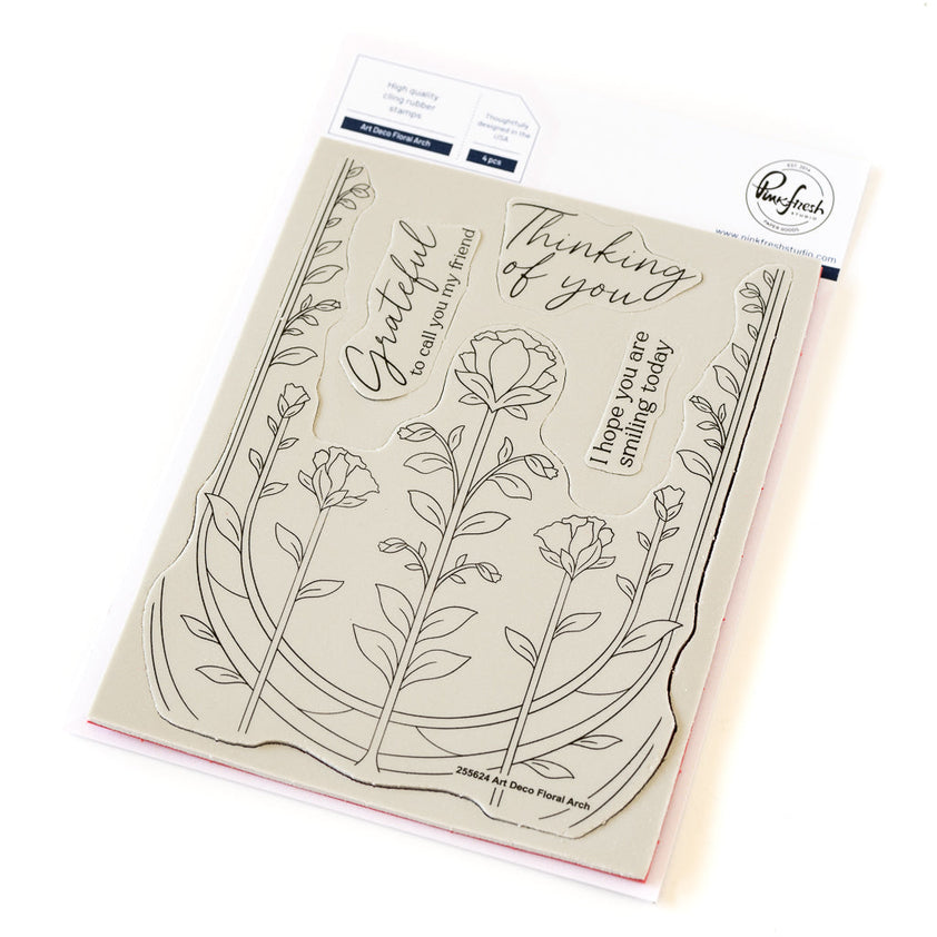 Pinkfresh Studio Art Deco Floral Arch Stamps Dies Stencils And Press P ...