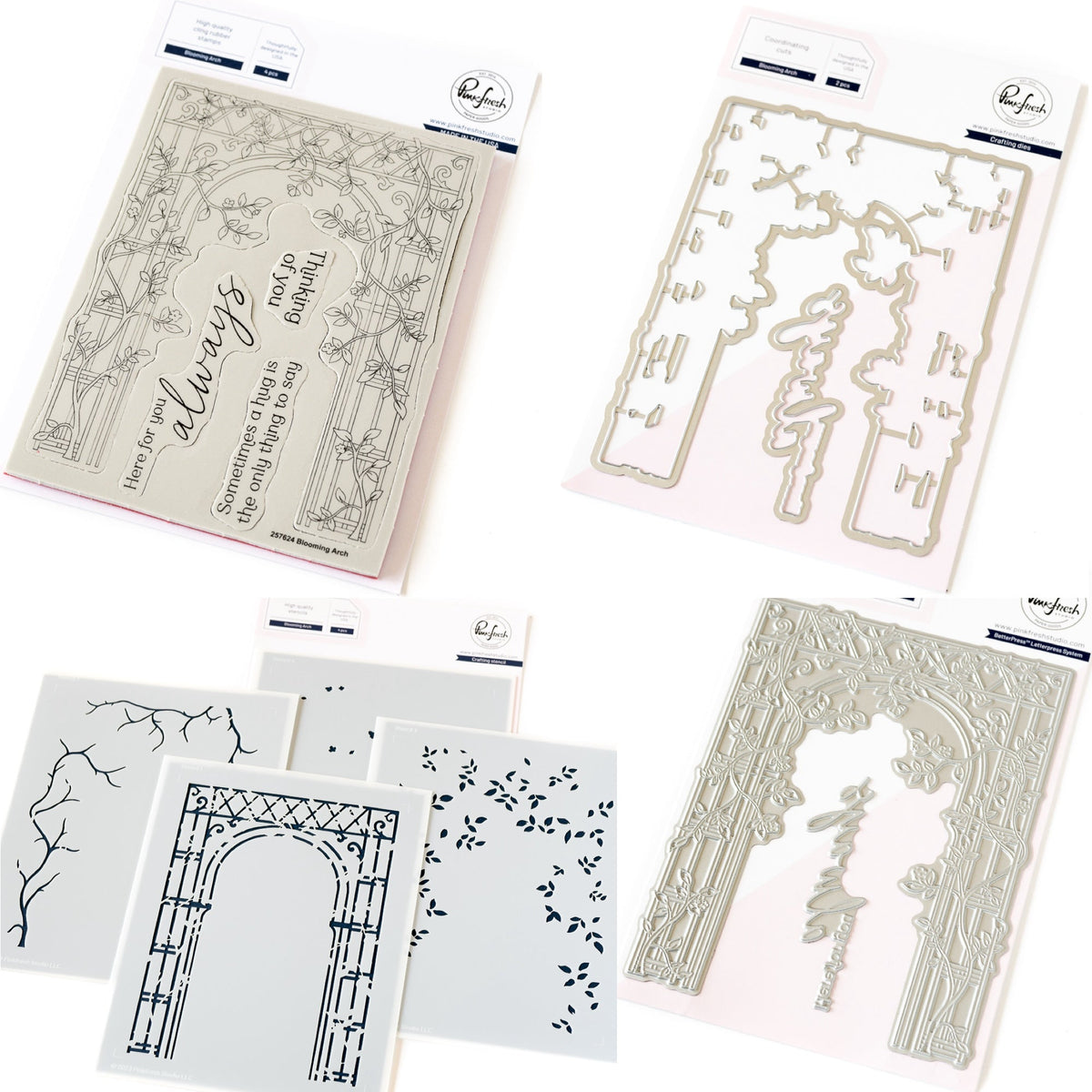 Pinkfresh Studio Blooming Arch Stamps Dies Stencils And Press Plates B ...