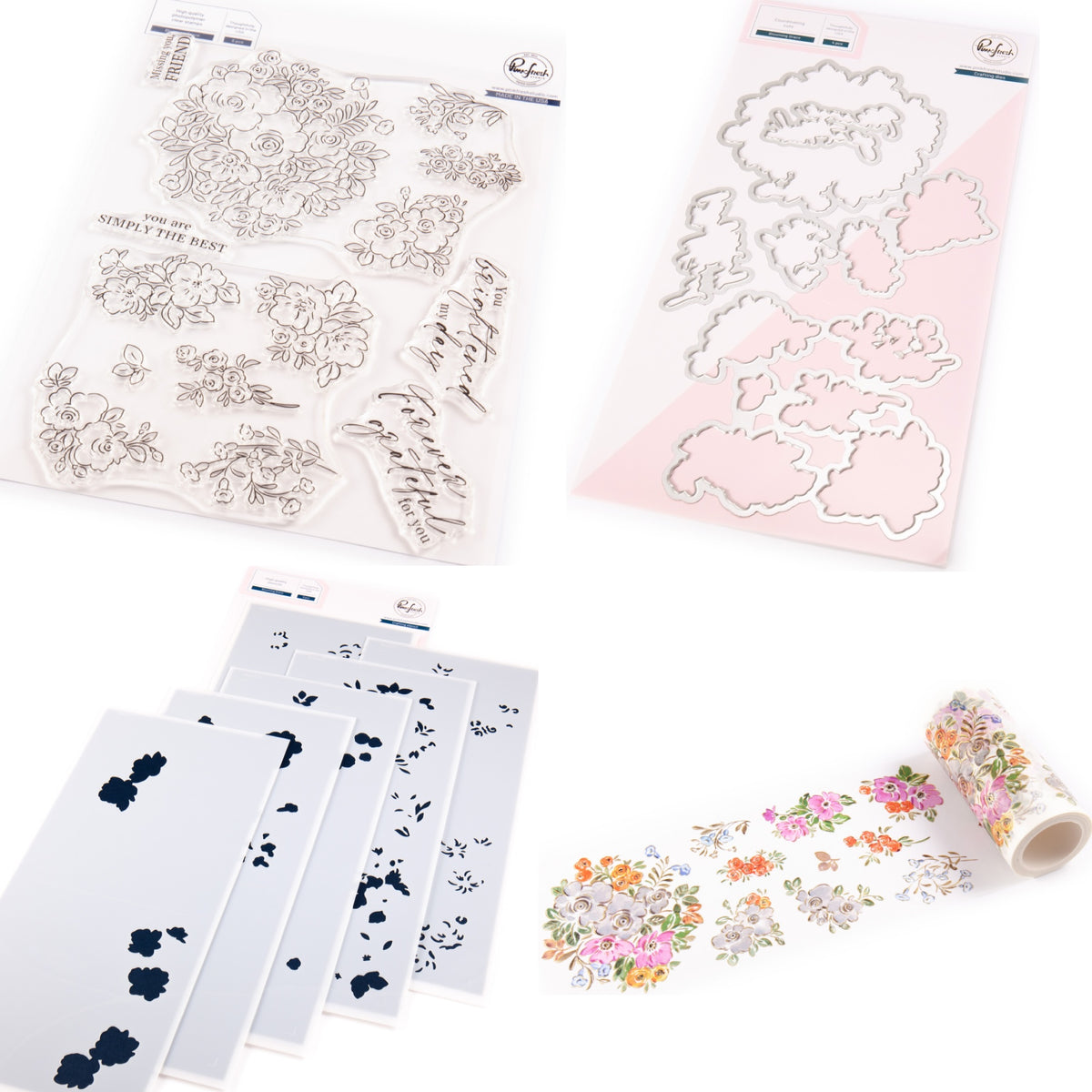 Pinkfresh Studio Blooming Grace Stamps Dies Stencils And Washi Tape Bu – Simon Says Stamp