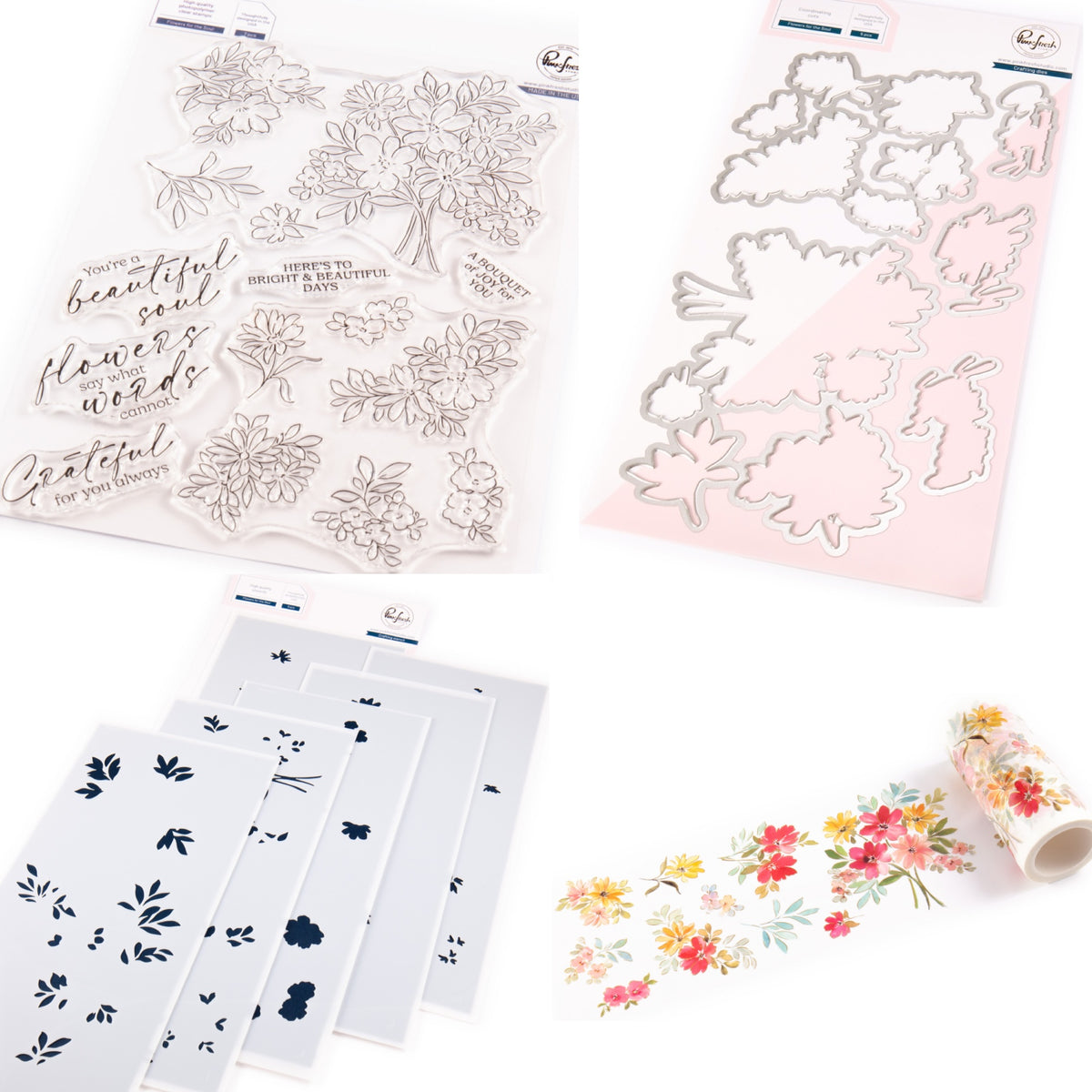 Pinkfresh Studio Flowers For The Soul Stamps Dies Stencils And Washi T ...