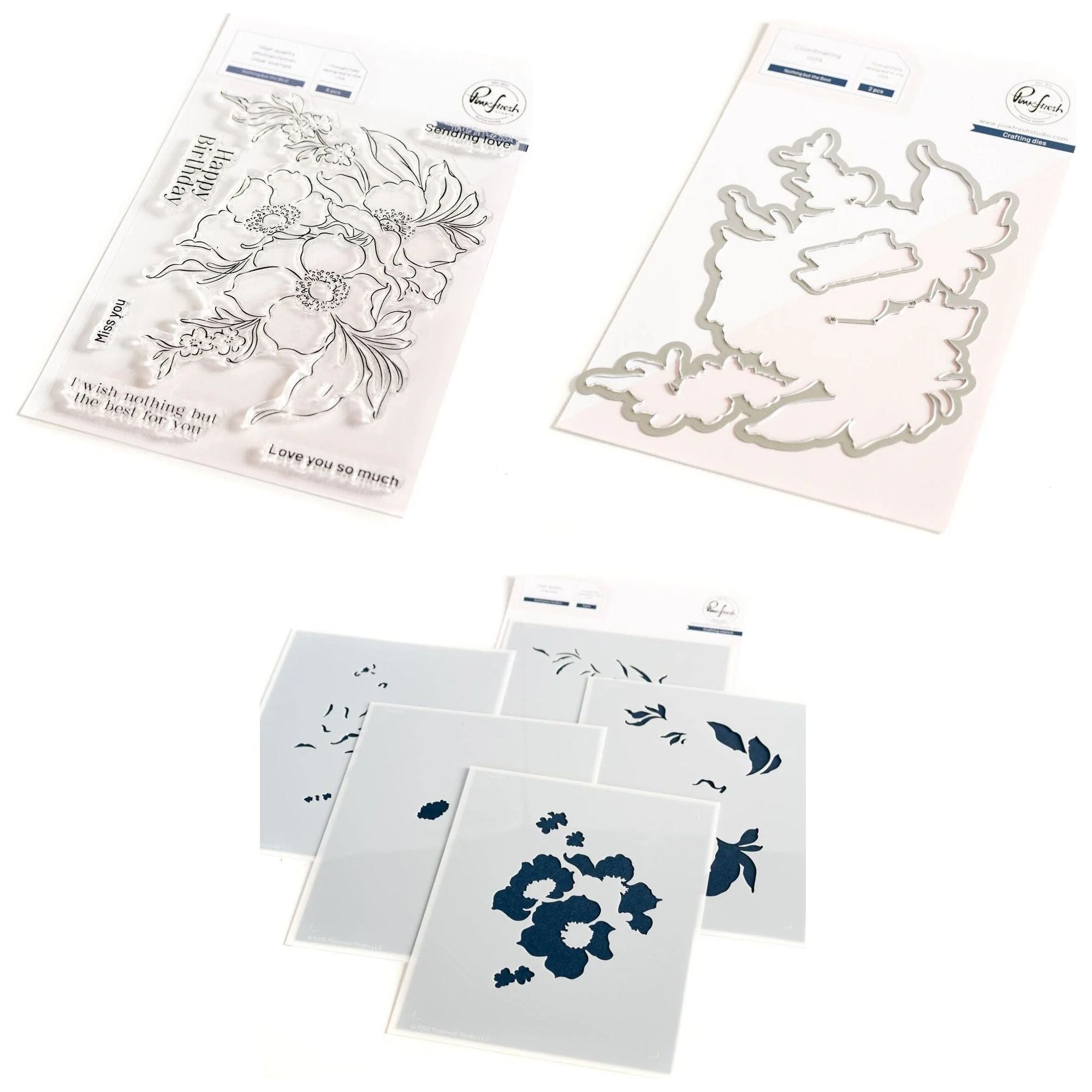 Pinkfresh Studio Nothing But The Best Stamps Dies And Stencils Bundle ...