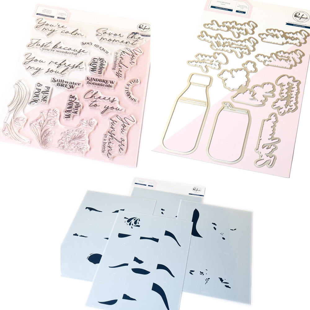 Pinkfresh Studio Sippable Scenes Stamps Dies And Stencils Bundle ...