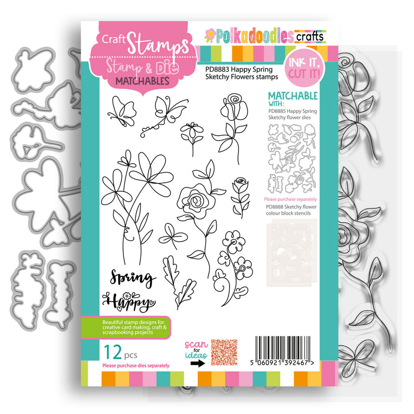 Polkadoodles Happy Spring Sketchy Flower Clear Stamps pd8883 – Simon ...