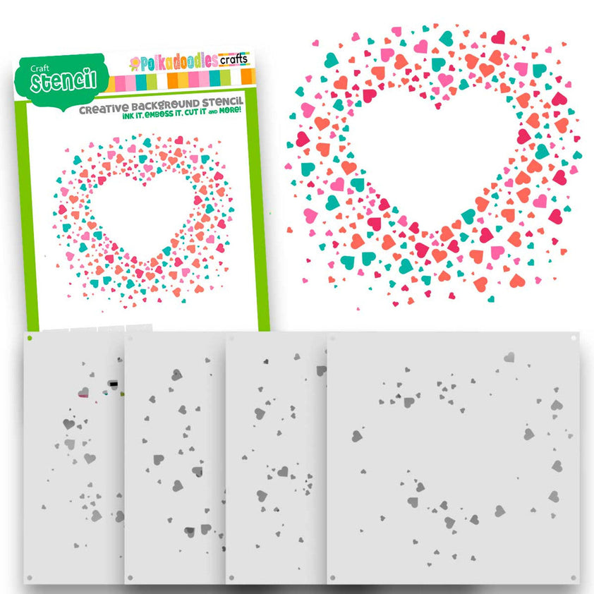 Polkadoodles Tiny Hearts 6x6 Layering Stencils pd8865 – Simon Says Stamp