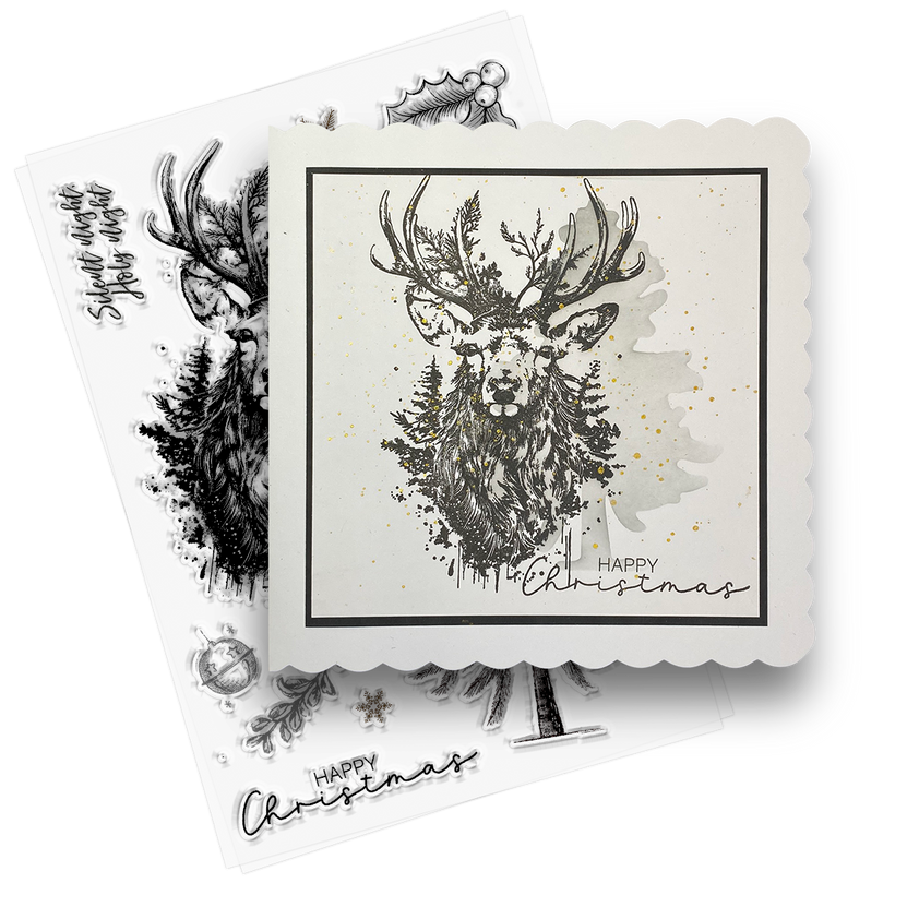 Polkadoodles Vintage Stag Stamp, Die and Stencil Bundle – Simon Says Stamp