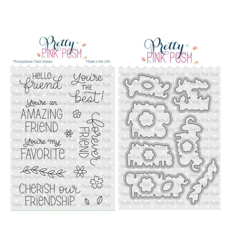 Pretty Pink Posh Friend Greetings Clear Stamp and Die Set – Simon Says ...