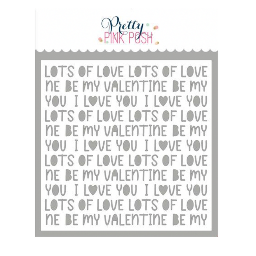 Pretty Pink Posh Love Words Stencil – Simon Says Stamp