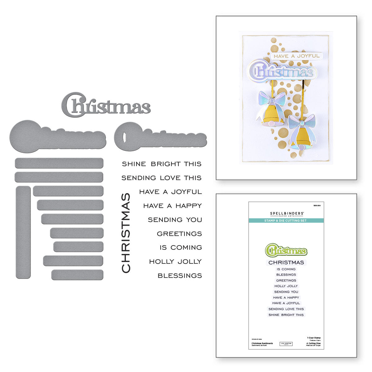 Spellbinders Christmas Sentiments Clear Stamp and Die Set sds-206 ...