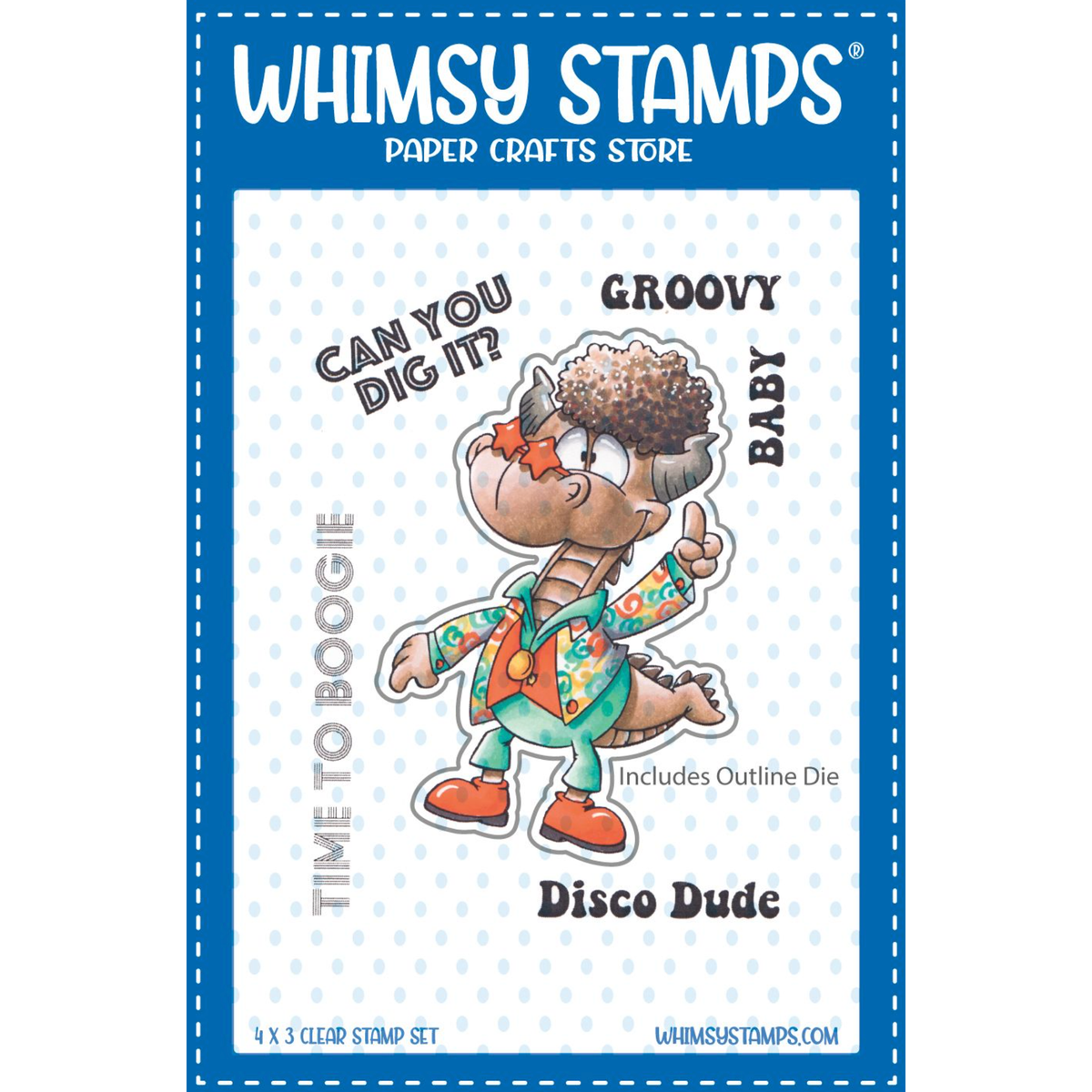 Whimsy Stamps Disco Dude Dudley Clear Stamp and Outline Die DP1118 ...