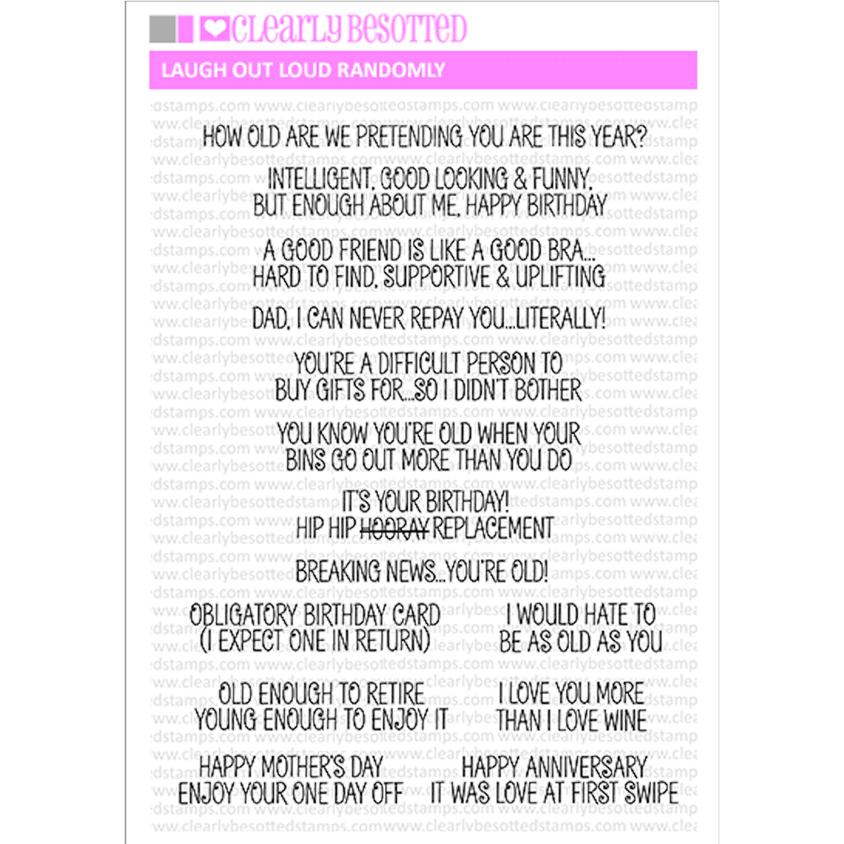 Clearly Besotted Laugh Out Loud Randomly Clear Stamps – Simon Says Stamp