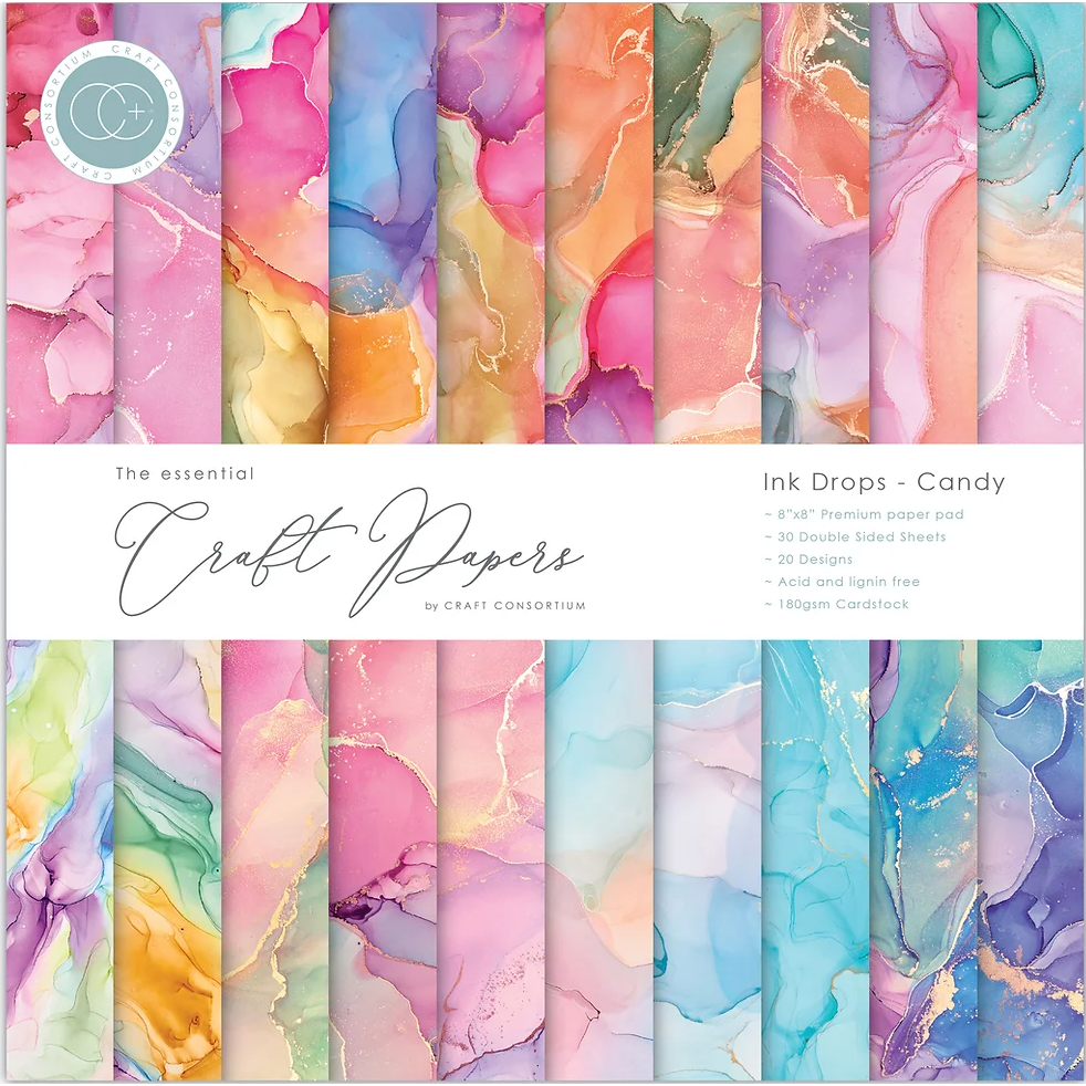 Craft Consortium Ink Drops Candy 8 x 8 inch Paper Pad ccepad016e ...