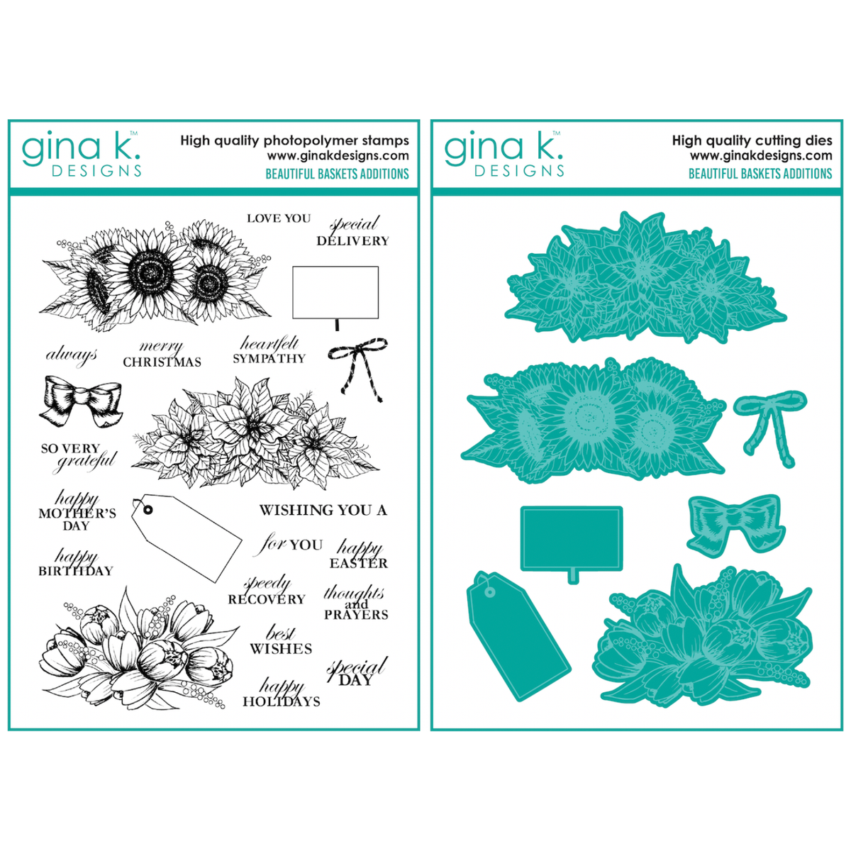 Gina K Designs Beautiful Baskets Additions Clear Stamps And Dies Set ...