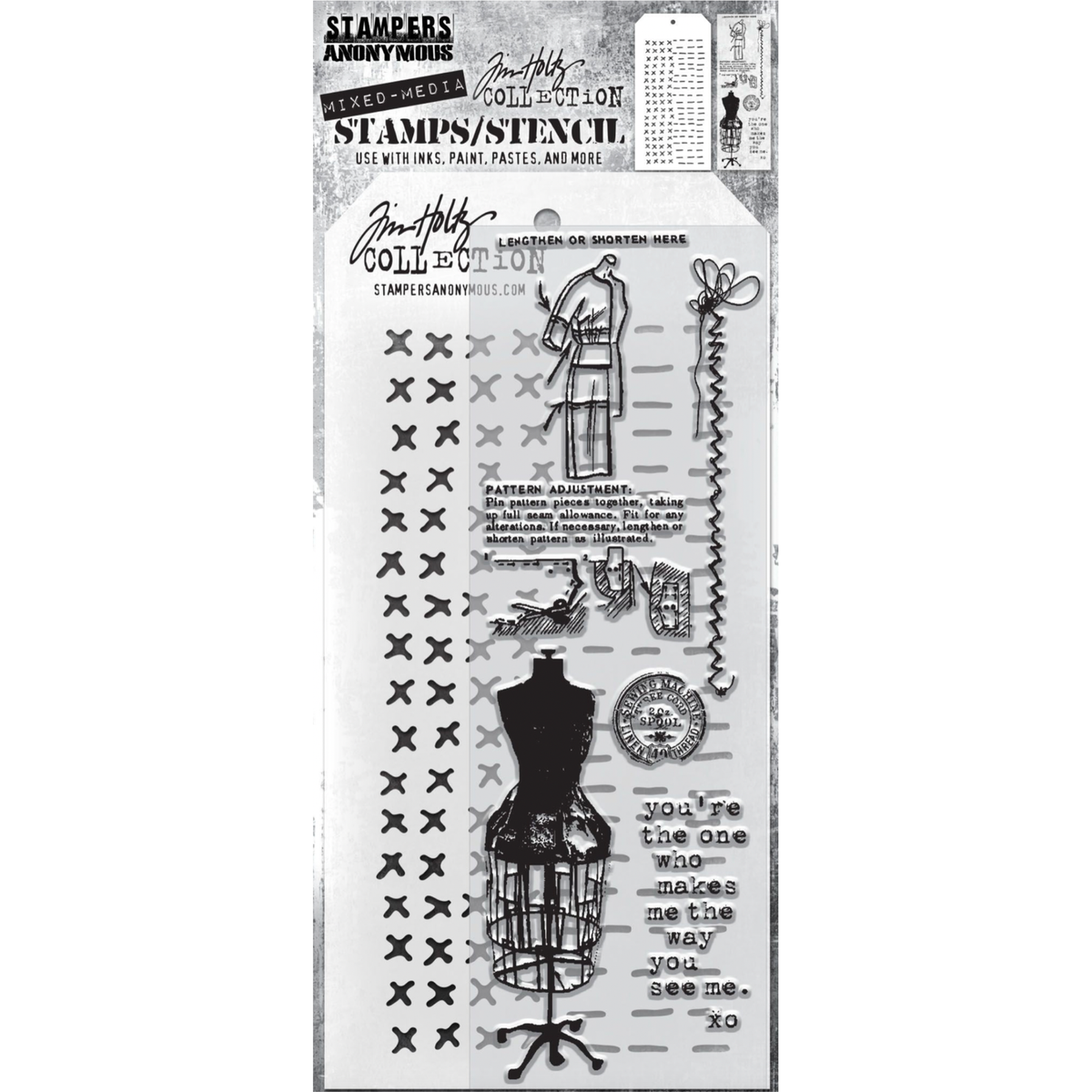 Tim Holtz Clear Stamps and Stencil Haberdashery, Stitched and Dashes t ...