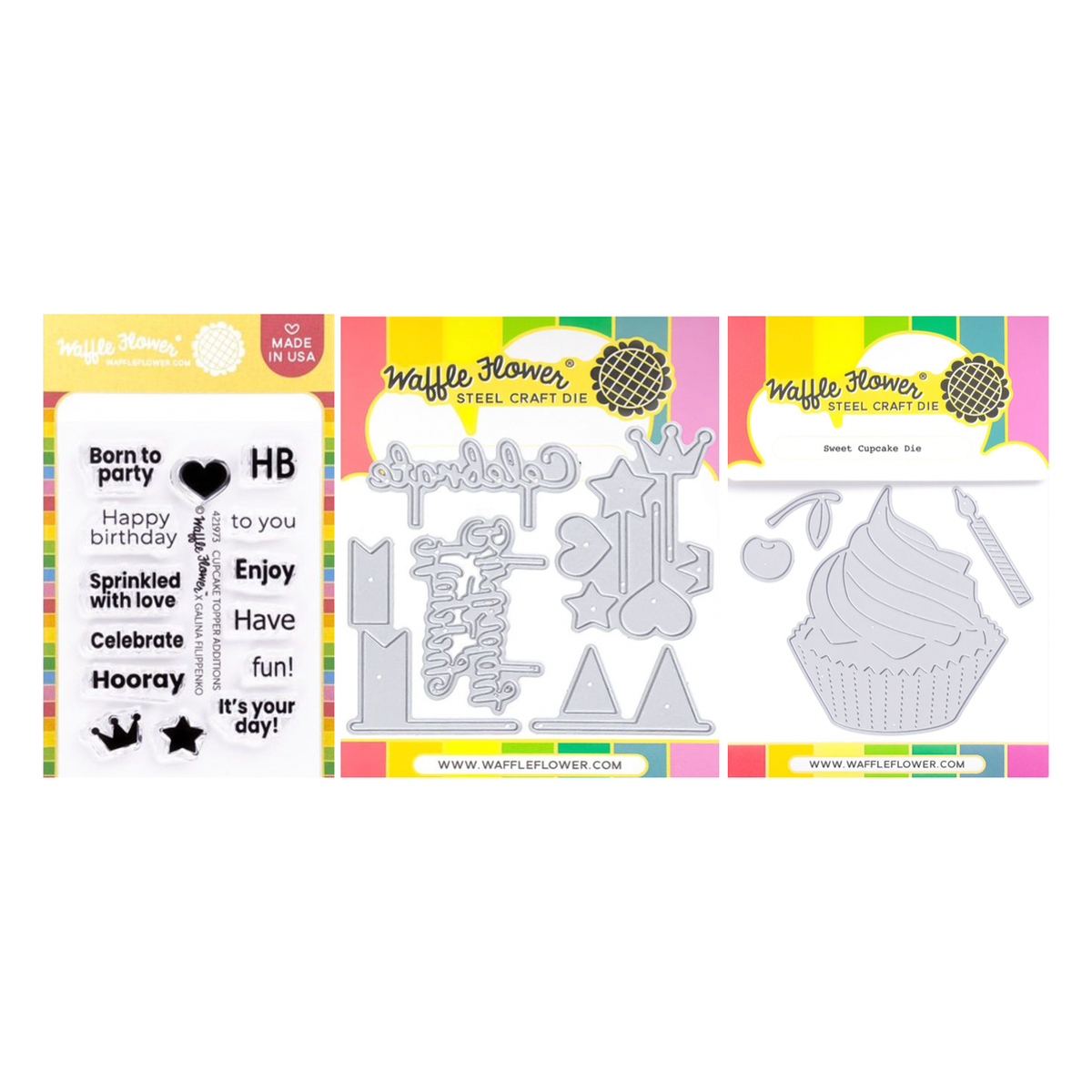 Waffle Flower Sweet Cupcake Dies and Cupcake Toppers Stamp and Die Set ...