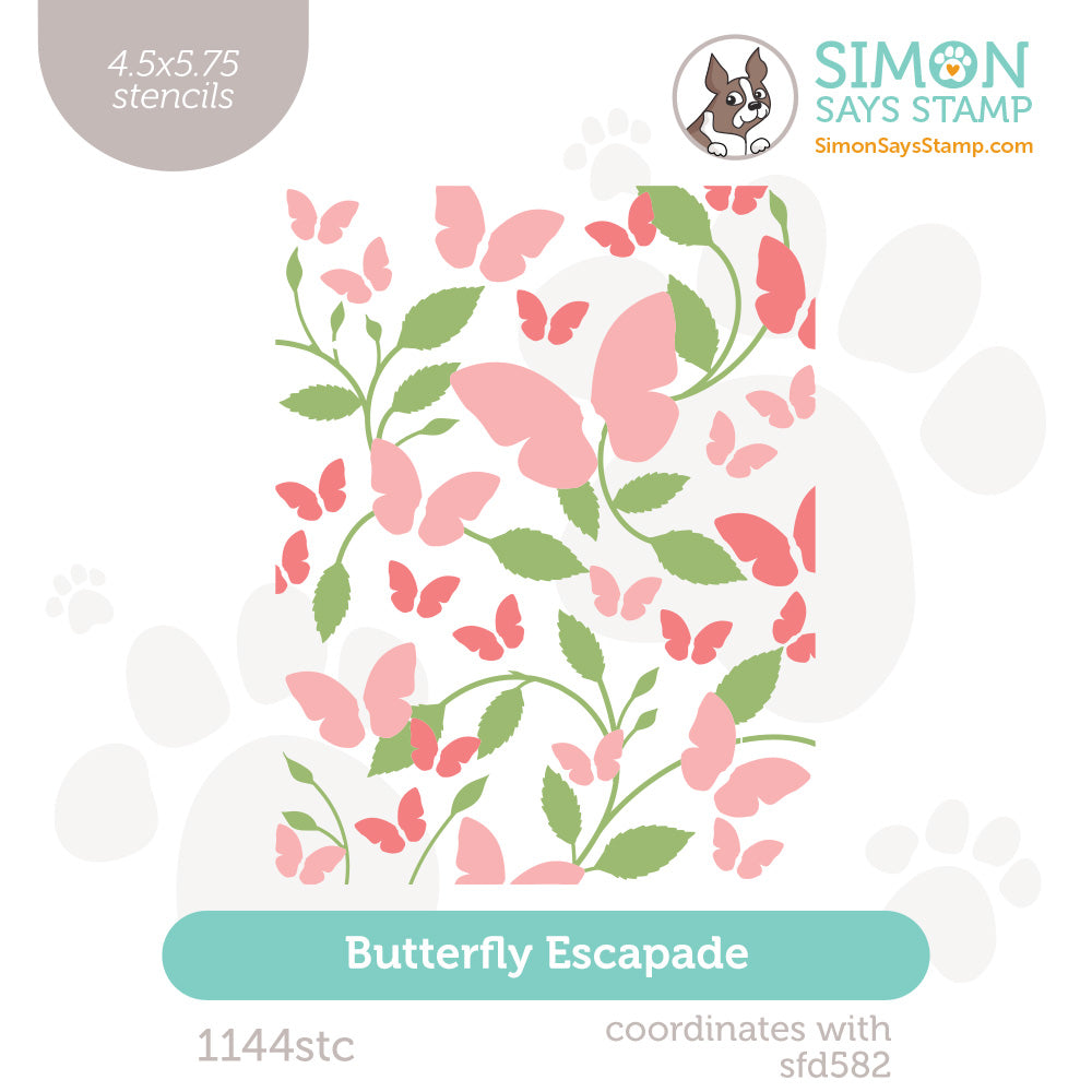 Simon Says Stamp Set of 3 Stencils Butterfly Escapade 1144stc In My He