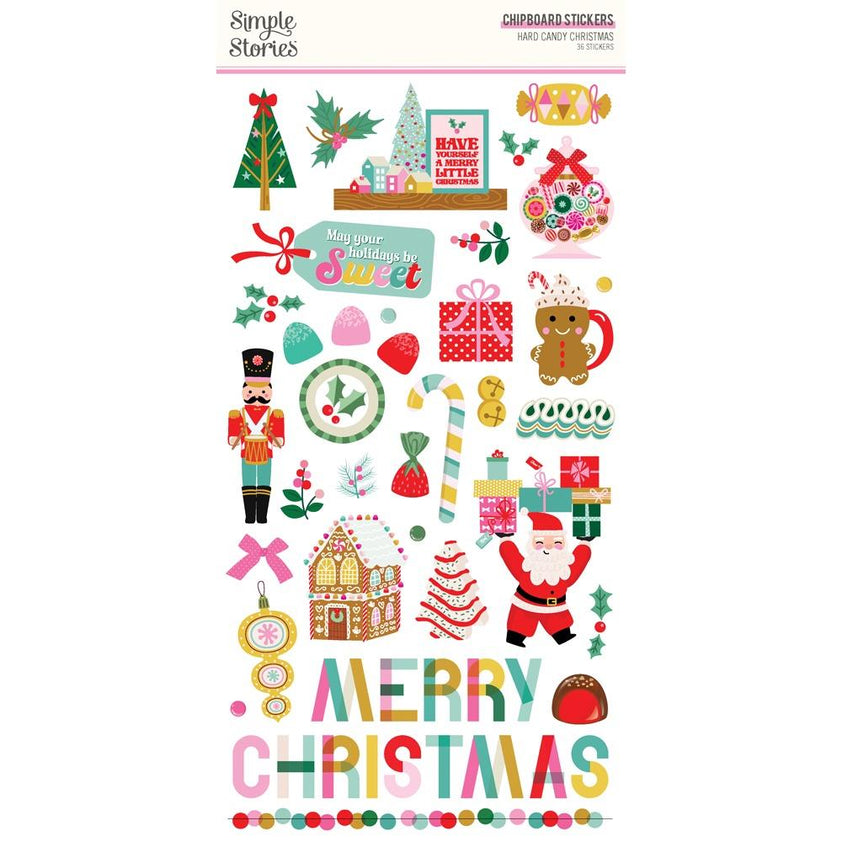 Simple Stories Hard Candy Christmas 6 x 12 Chipboard Stickers 25617 ...