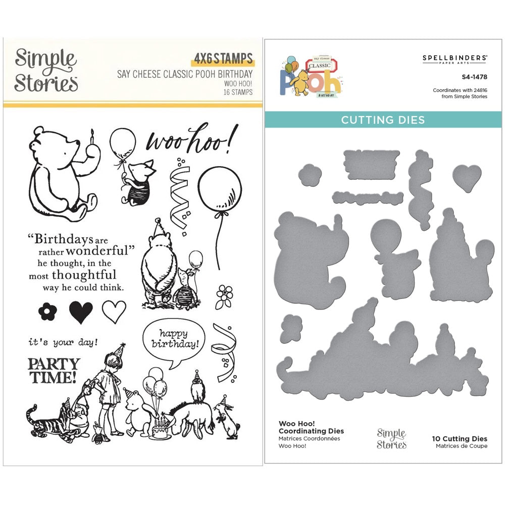 Simple Stories Woo Hoo Say Cheese Classic Pooh Birthday Stamps And Die ...