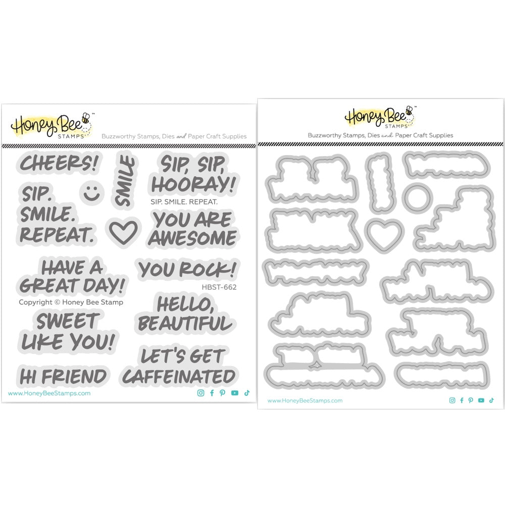 Honey Bee Sip Smile Repeat Clear Stamps And Dies Bundle – Simon Says Stamp