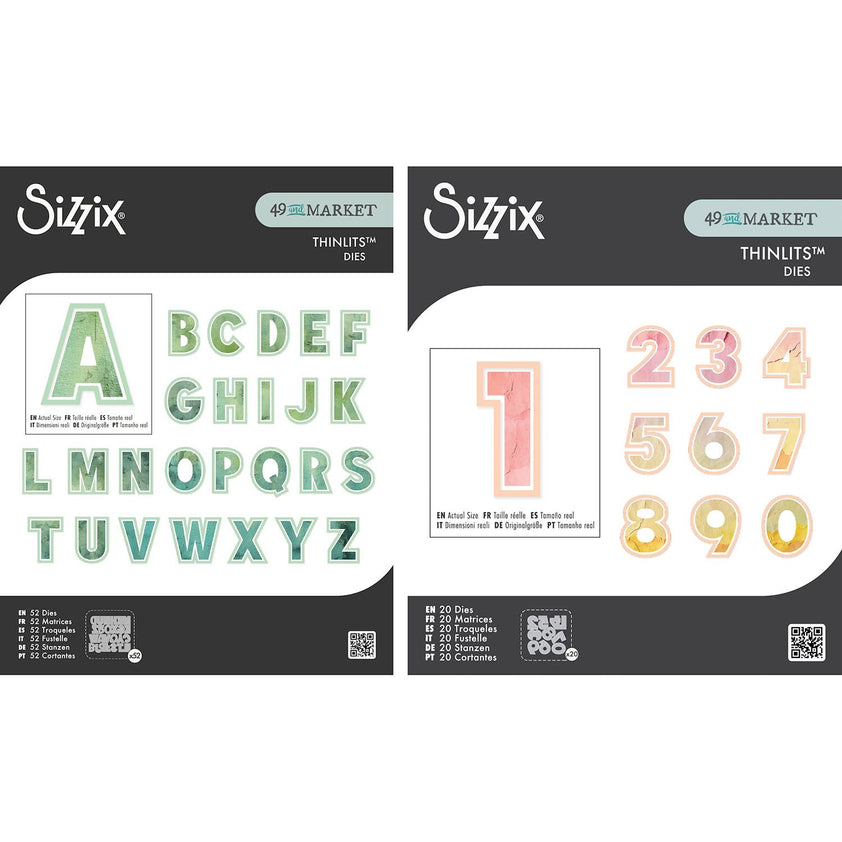 Sizzix and 49 and Market This or That Alphabet and Numbers Die Bundle ...
