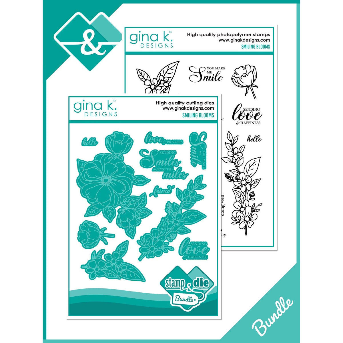 Gina K Designs Smiling Blooms Clear Stamps and Dies Bundle asdie0428 ...