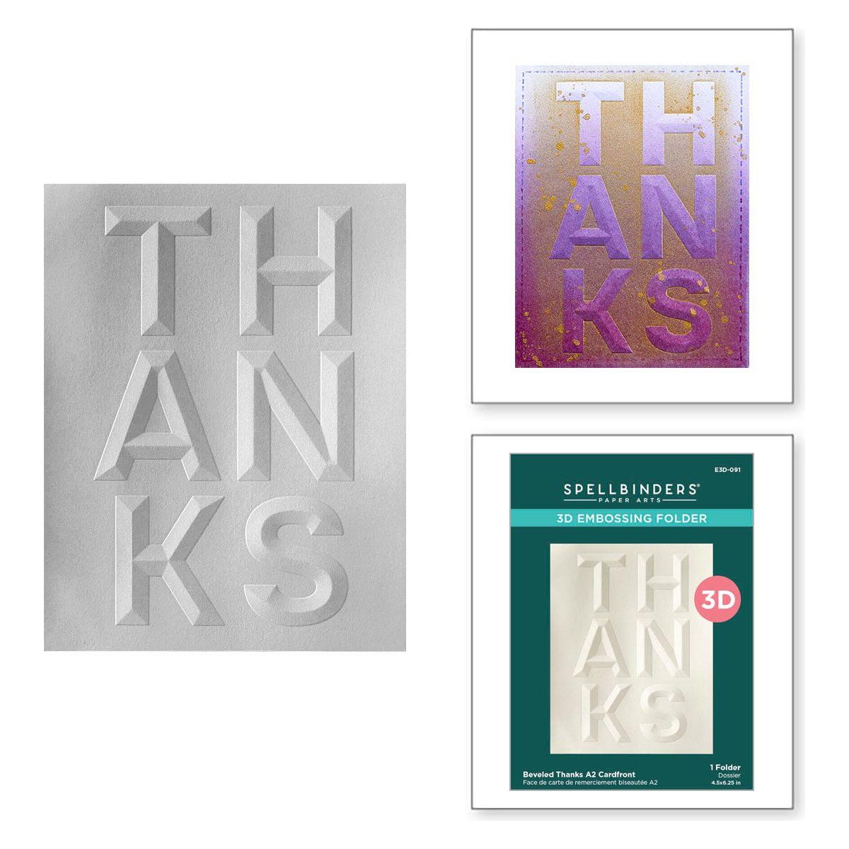 Spellbinders Beveled Thanks A2 Cardfront 3D Embossing Folder e3d-091 ...
