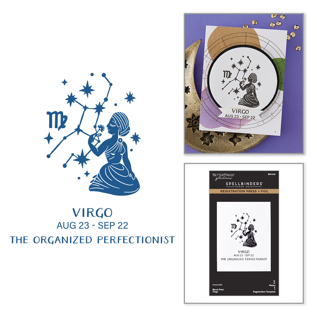 Spellbinders Block Print Virgo Registration Press and Foil Plate bpr-0 ...