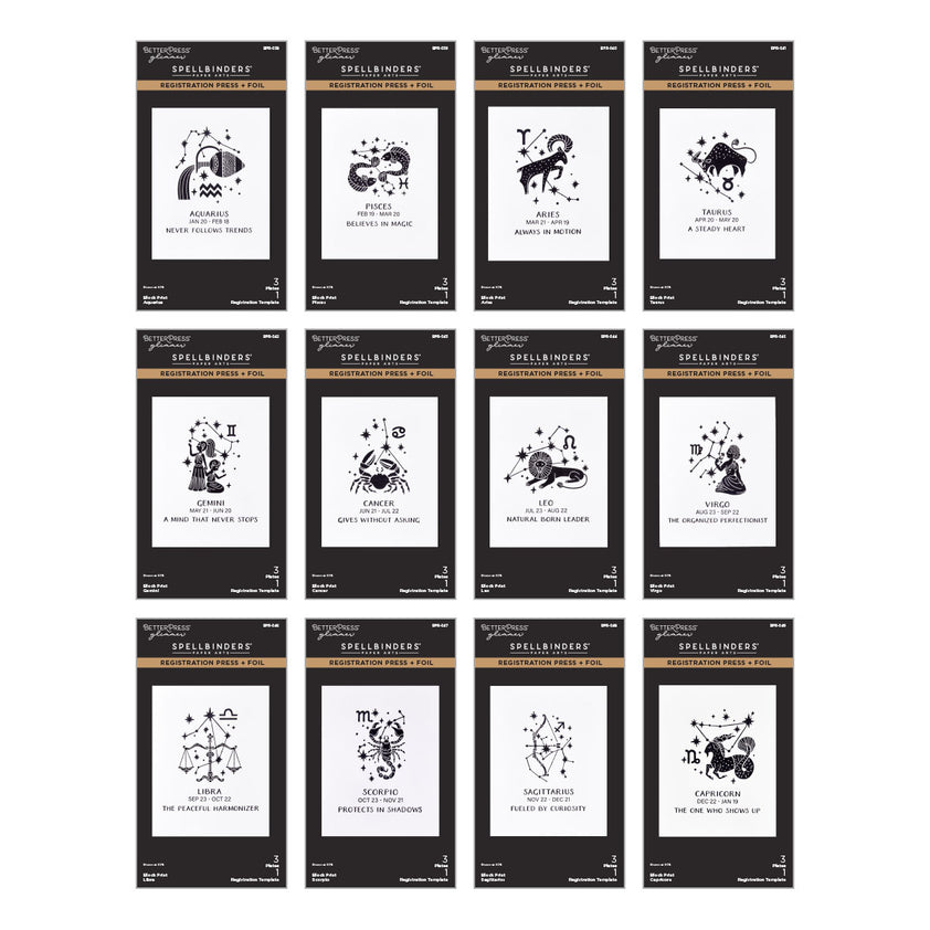 Spellbinders Block Print Zodiacs Registration Press and Foil Bundle ...