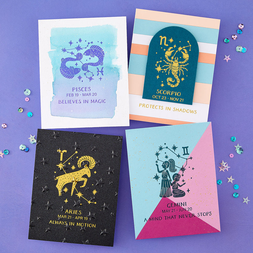 Spellbinders Block Print Zodiacs Registration Press and Foil Bundle ...