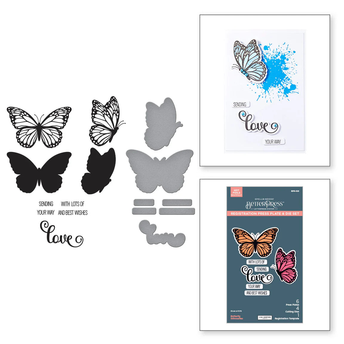Spellbinders Butterfly Silhouettes Registration Press Plate and Die Se ...