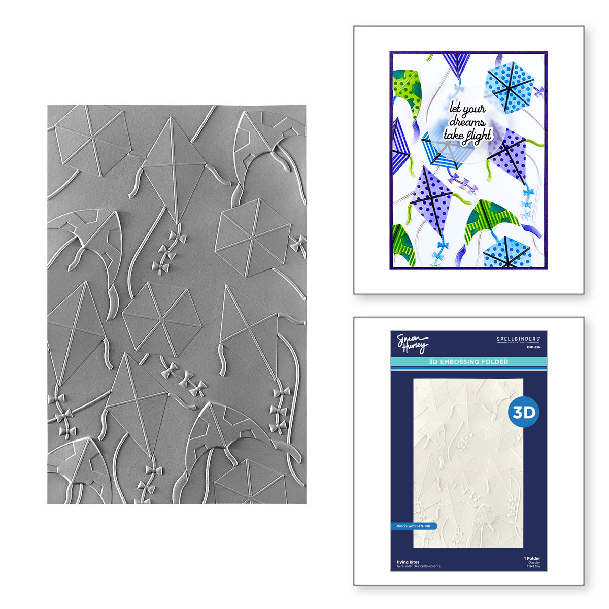Spellbinders Flying Kites 3D Embossing Folder e3d-136* – Simon Says Stamp