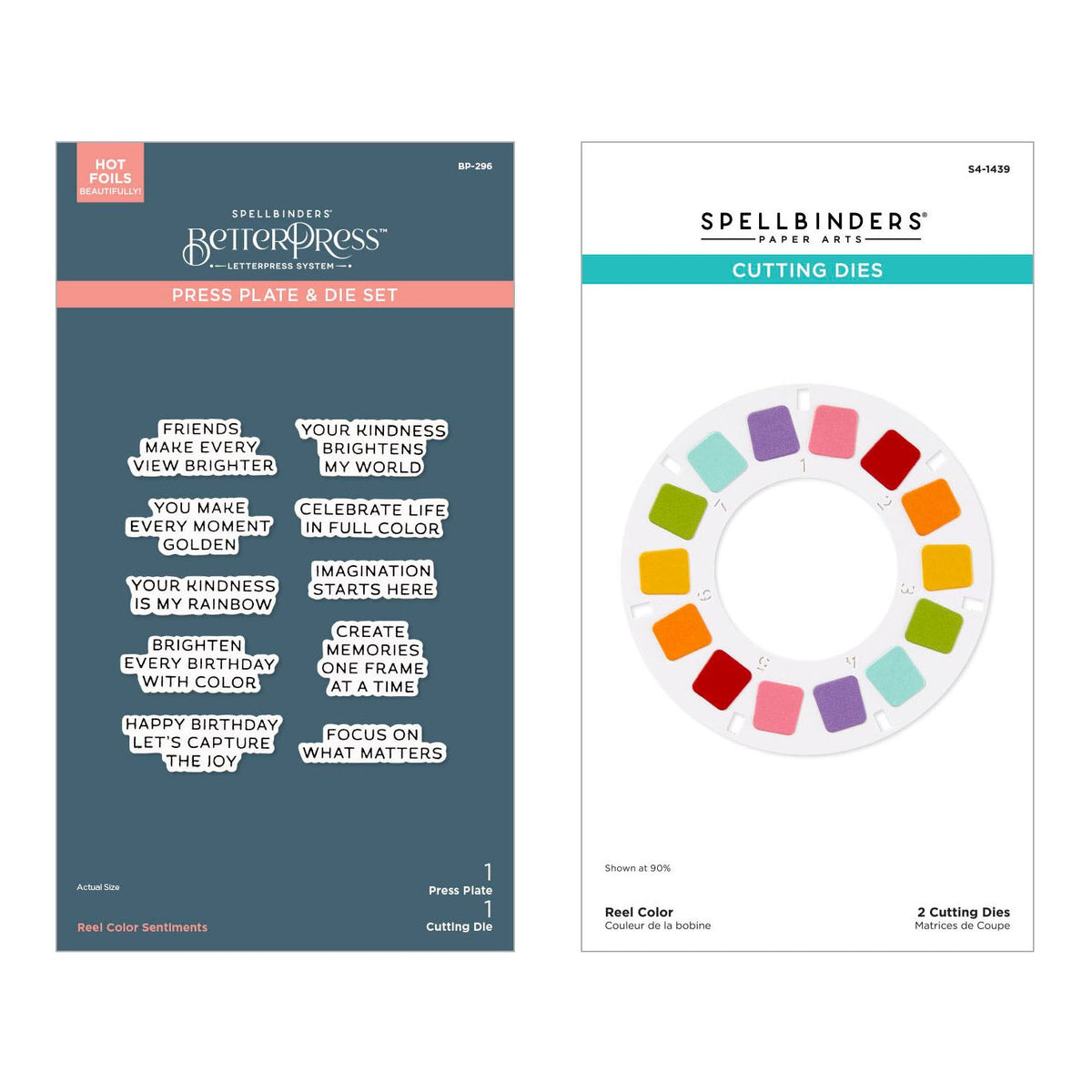 Spellbinders Reel Color Sentiments and Edges BetterPress Plate and Die ...