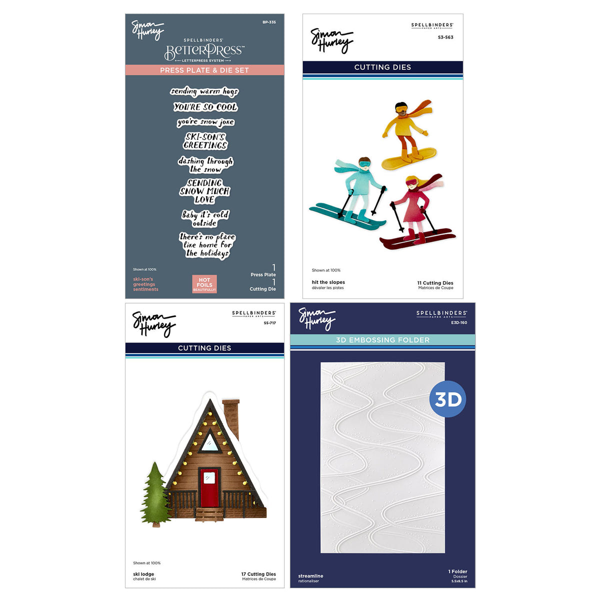 Spellbinders Ski-son's Greetings, Betterpress, Die and Embossing Folde ...