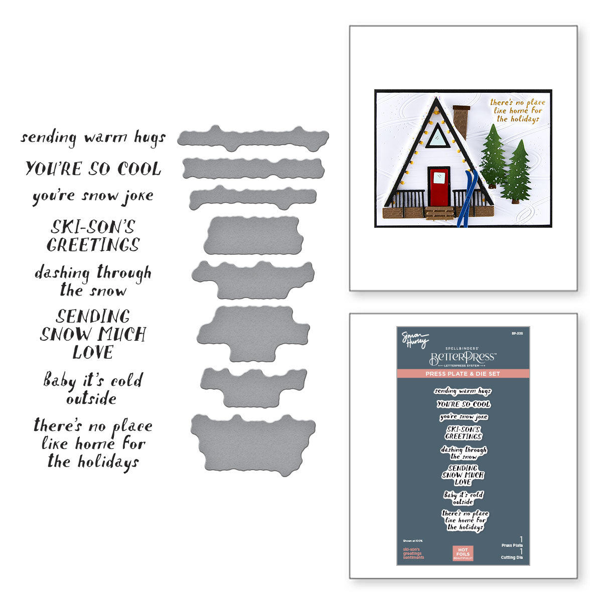 Spellbinders Ski-son's Greetings Sentiments BetterPress Plate and Die ...