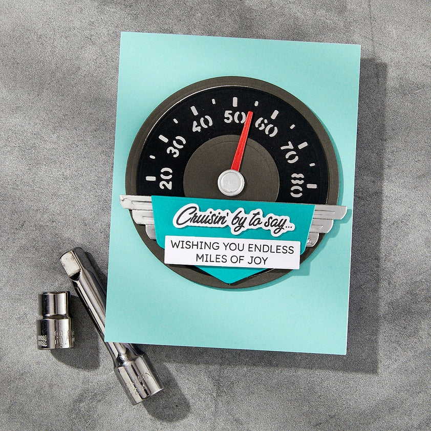 Spellbinders Speedometer and Cruisin By Sentiments Stamp and Die Bundl ...