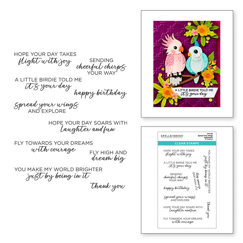 Spellbinders Spread Your Wings Sentiments Clear Stamp Set stp-252 ...