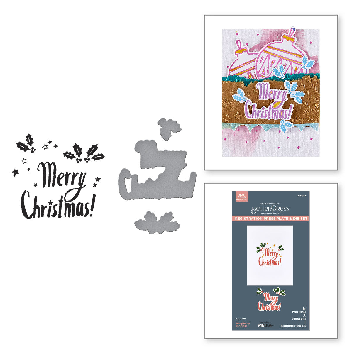 Spellbinders Starry Merry Christmas Registration Press Plates and Die ...
