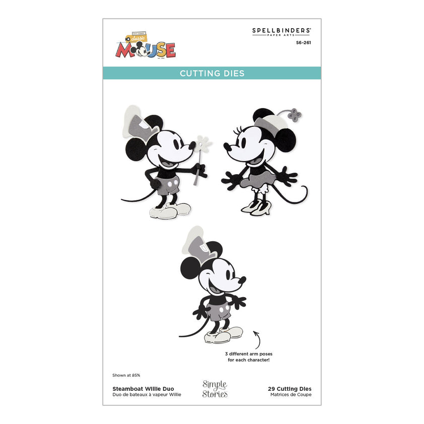 Spellbinders Steamboat Willie Minnie Mickey Mouse Duo Etched Dies s6-2 ...