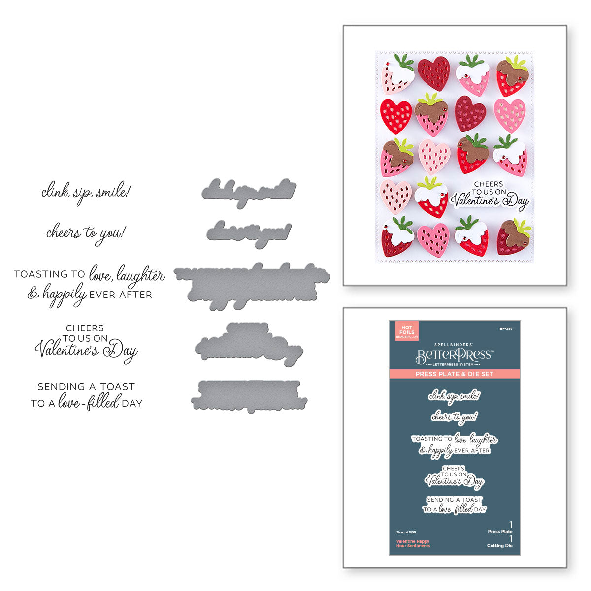 Spellbinders Valentine Happy Hour Sentiments Plate and Die Set bp-257 ...