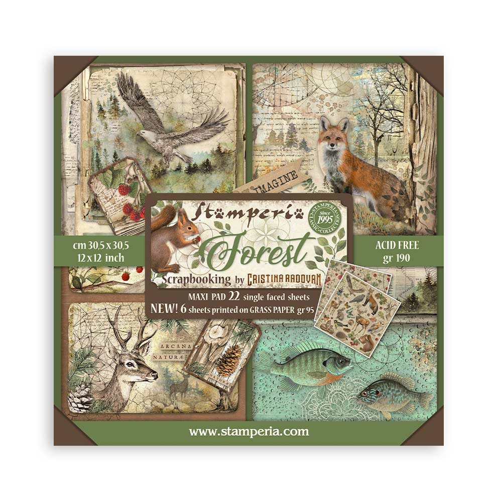 Stamperia Forest 12x12 Cardstock And Grass Paper Pad sbbxlbg01* – Simon ...