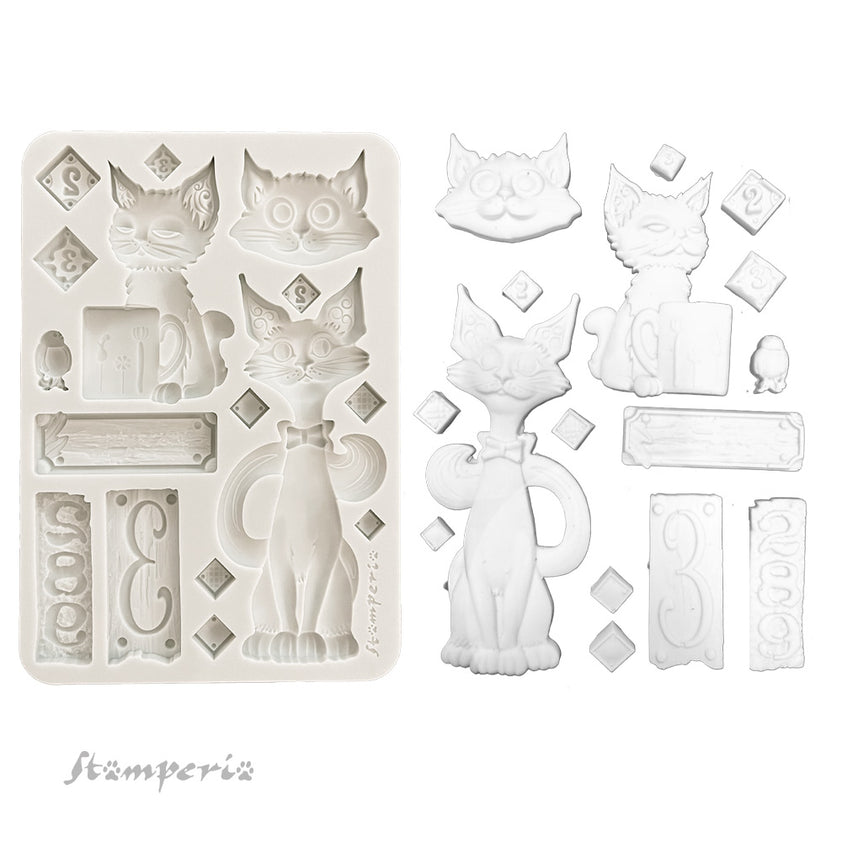 Stamperia Furry Friends Cats A5 Silicone Mold kacma591 – Simon Says Stamp