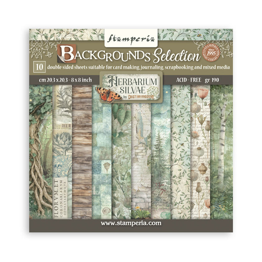 Stamperia Herbarium Silvae 8x8 Background Paper sbbs136 – Simon Says Stamp