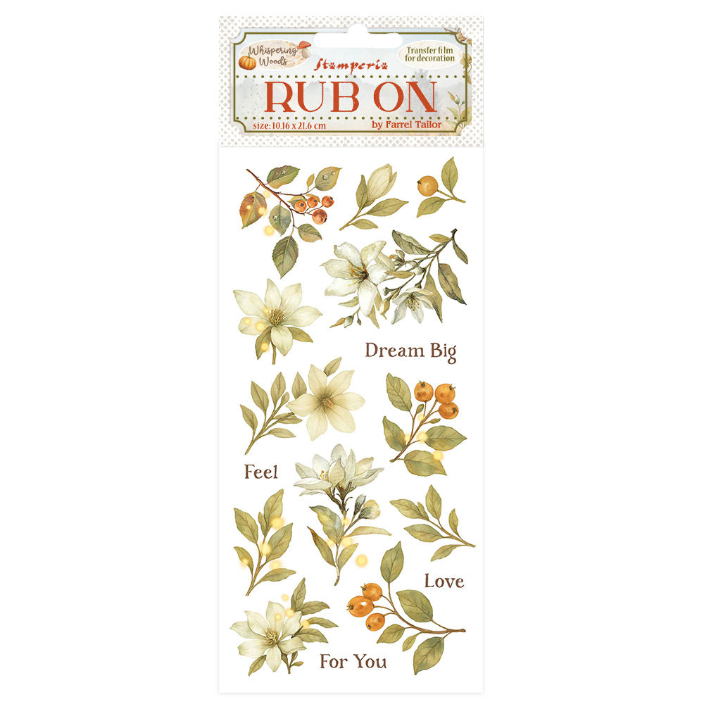 Stamperia Whispering Woods Magnolia Rub Ons dflrb184 – Simon Says Stamp