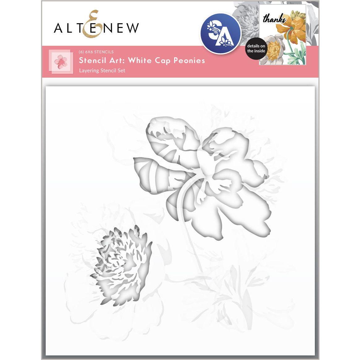 Altenew Stencil Art White Cap Peonies Layering Stencils alt10228 ...
