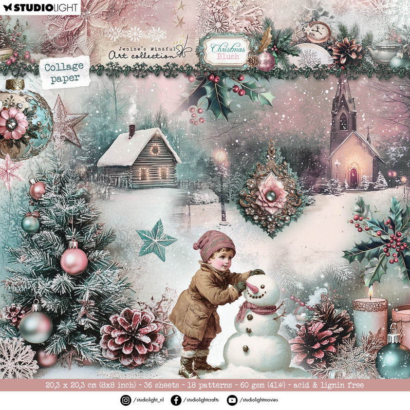 Studio Light Christmas Blush Backgrounds and Elements 8x8 Collage Pape ...