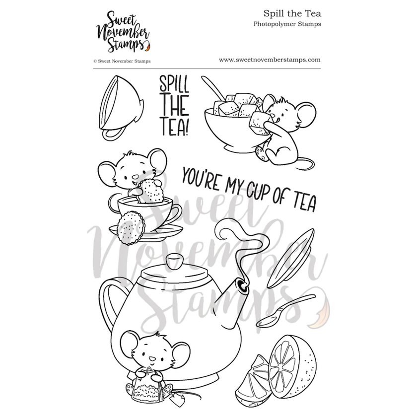 Sweet November Stamps Spill the Tea Clear Stamp Set sns-fb-st-25 ...